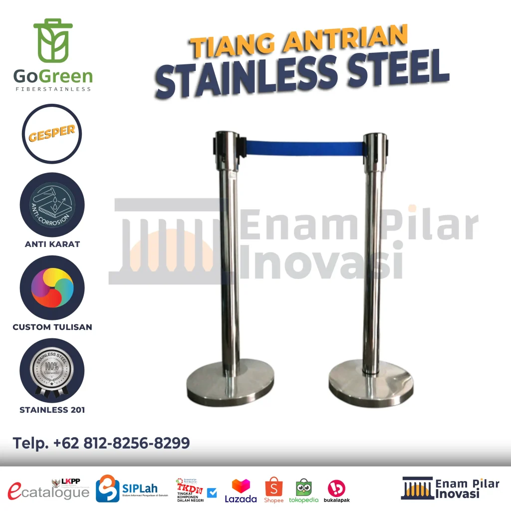 Tiang Pembatas Antrian Stainless Steel