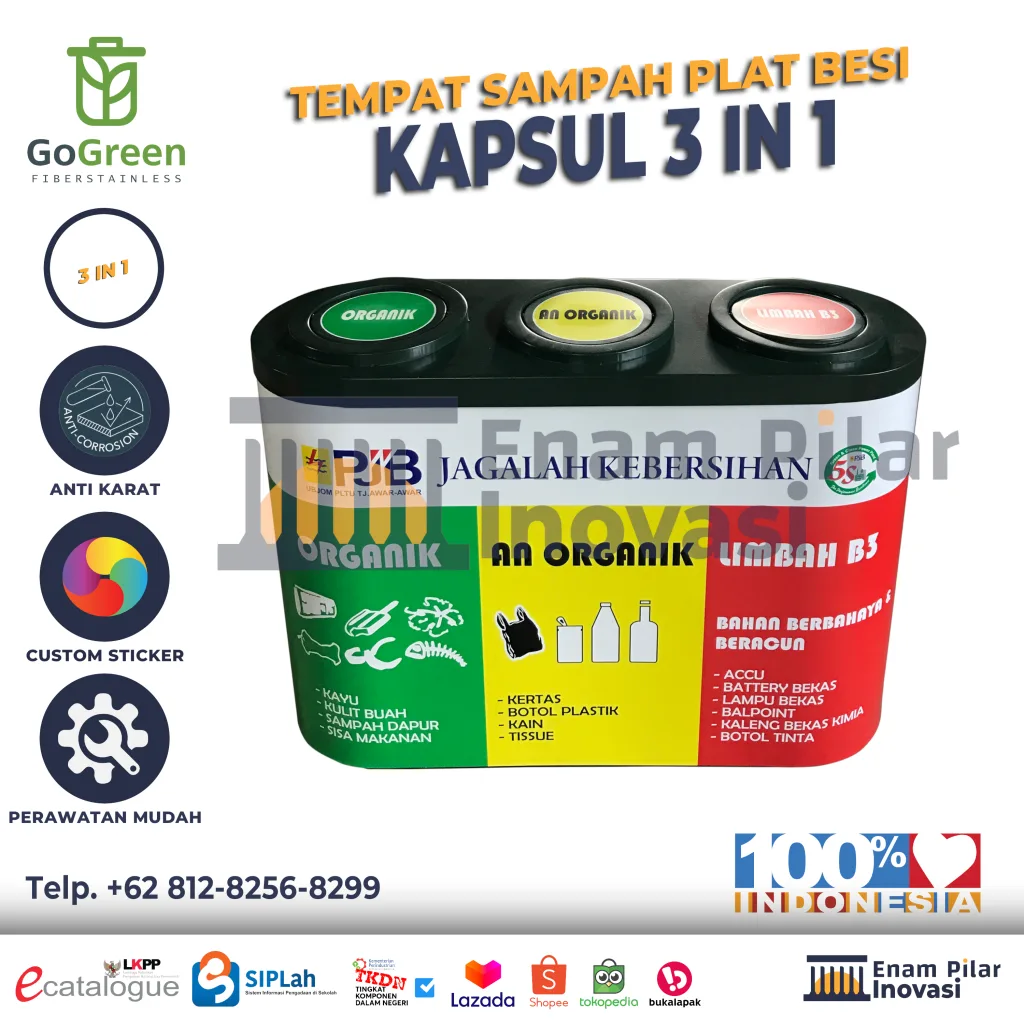 Tempat Sampah Besi 3 in 1 Kapsul | Pilah Sampah Jadi Gampang!