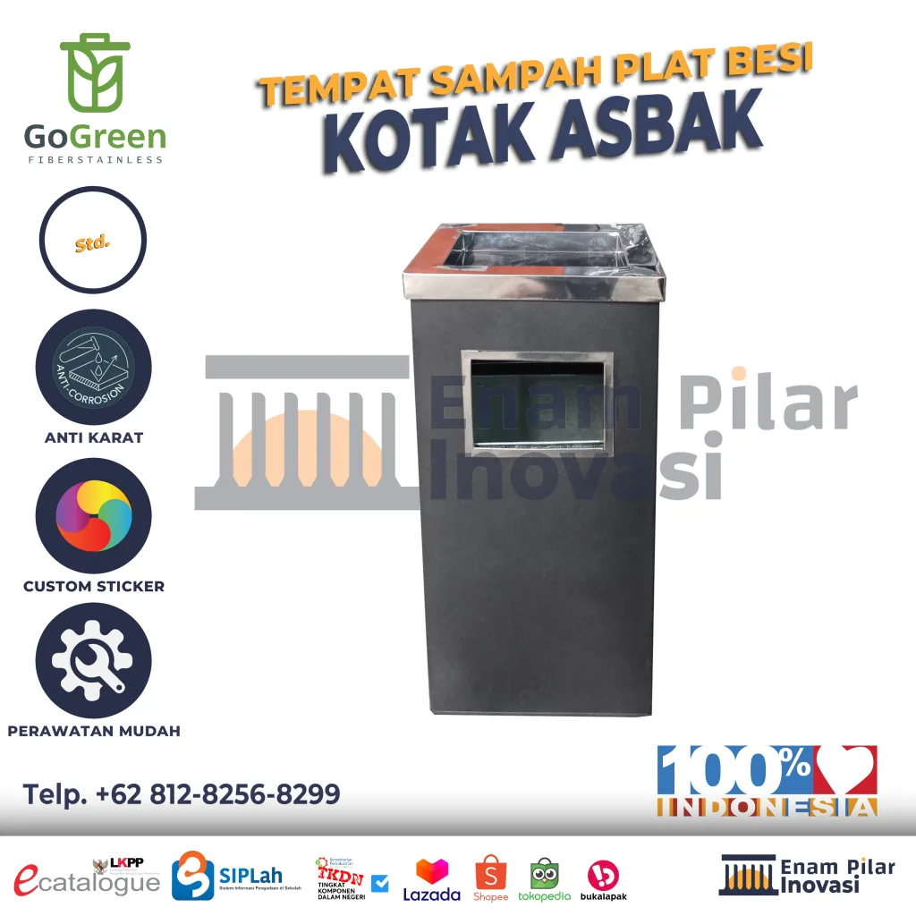 Tempat Sampah Besi Kotak Asbak | Cocok untuk Indoor & Outdoor